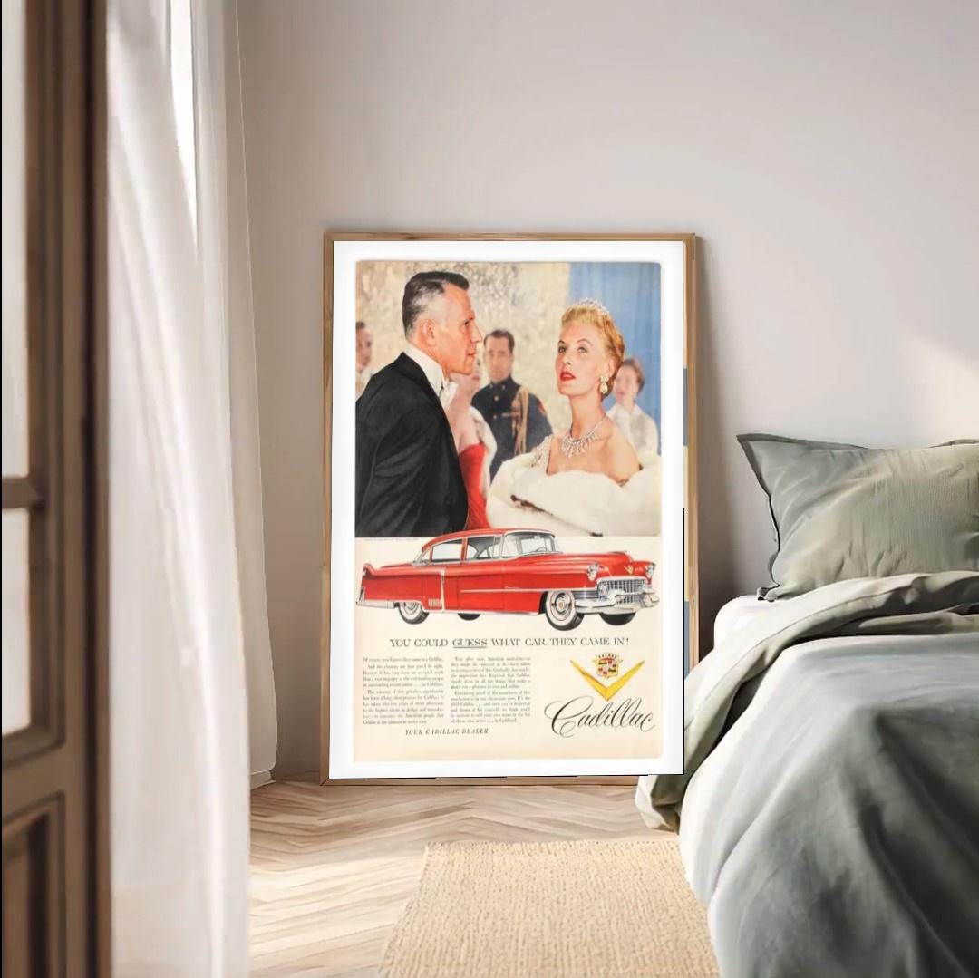 1954 Cadillac Magazine Ad Print Vintage Luxury Car Poster Classic ...
