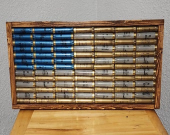 Shotgun Shell American Flag in a Faux Barnwood Shadowbox - Etsy