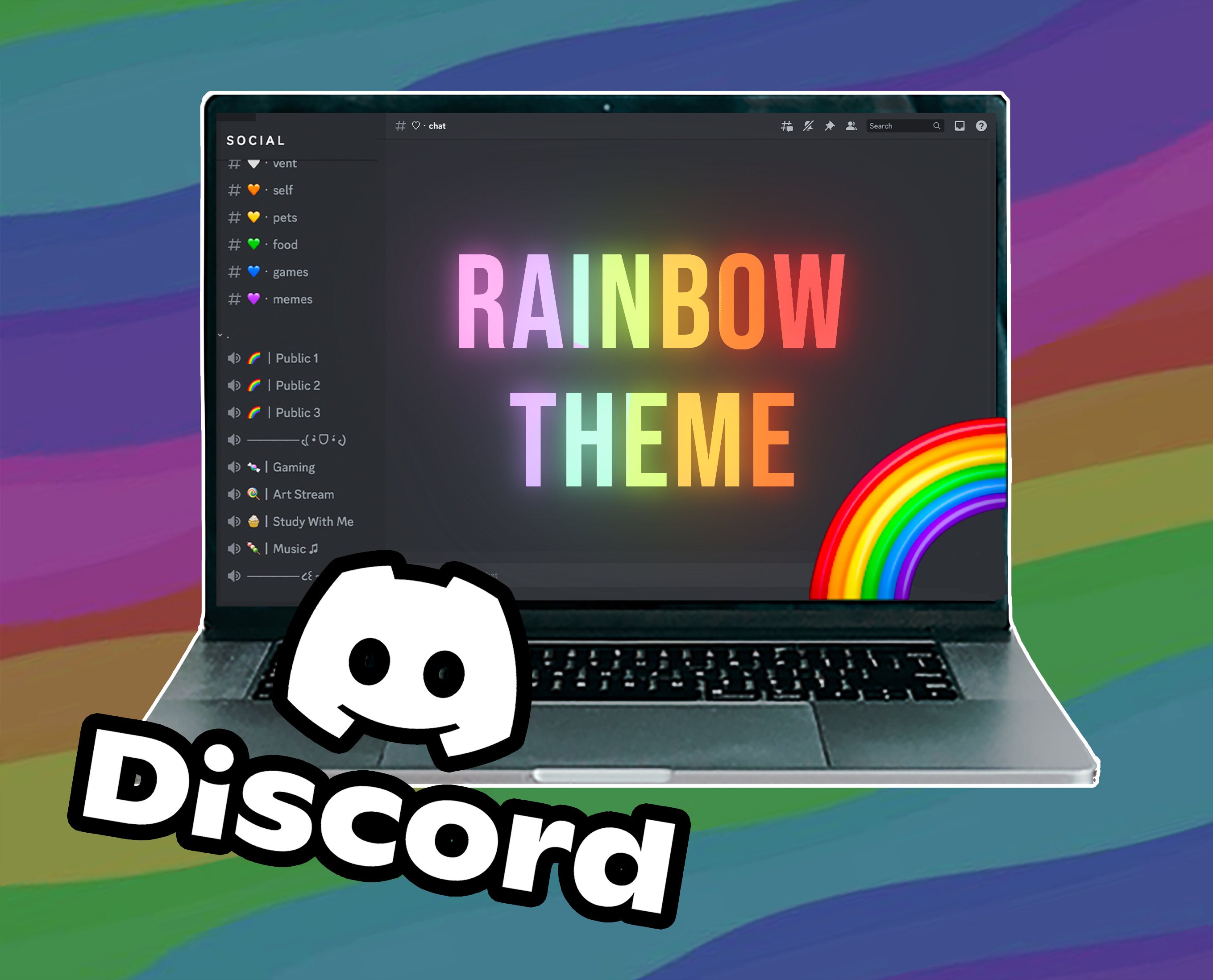 RAINBOW Aesthetic Discord Server Template Streamer & Content Creator ...
