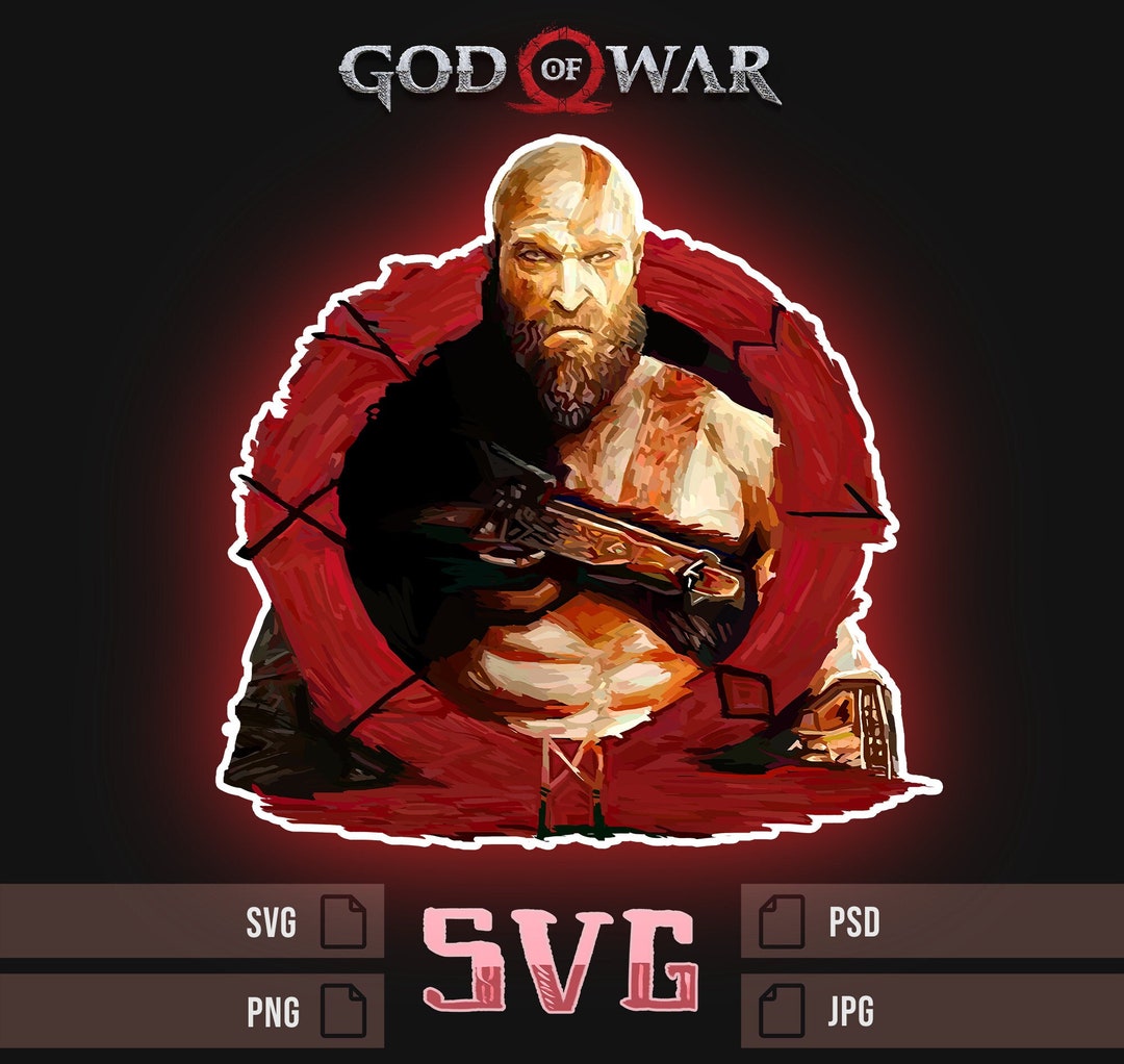 SVG God of War Ragnarok Gaming Kratos Design, High Quality PNG, PSD ...