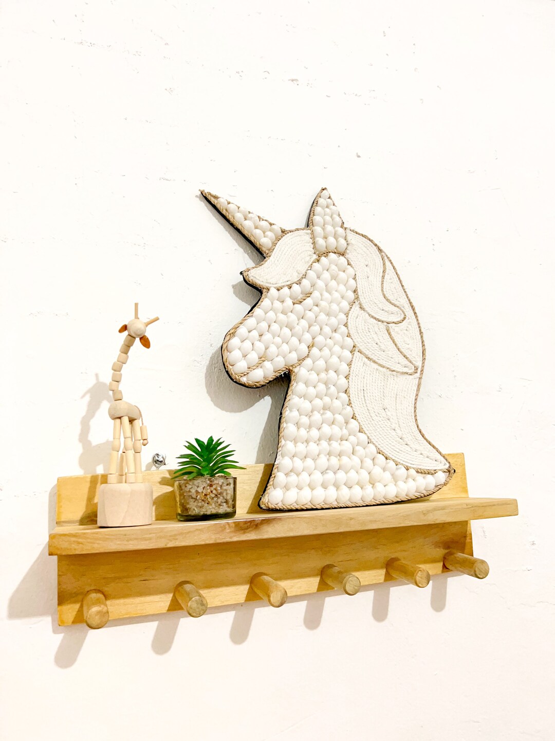 Seashell Unicorn Wall Decor, Handmade Nursery Hanging - Etsy
