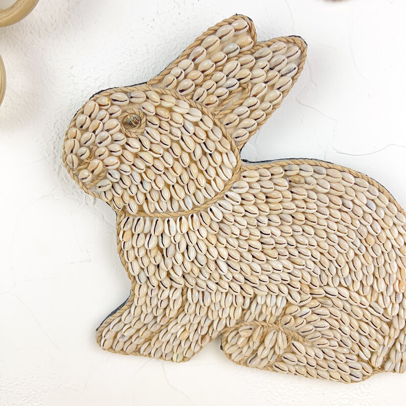 Rabbit Wall Hanging, Bunny Nursery Wall Decor, Wall Decor, Shell Rabbit ...
