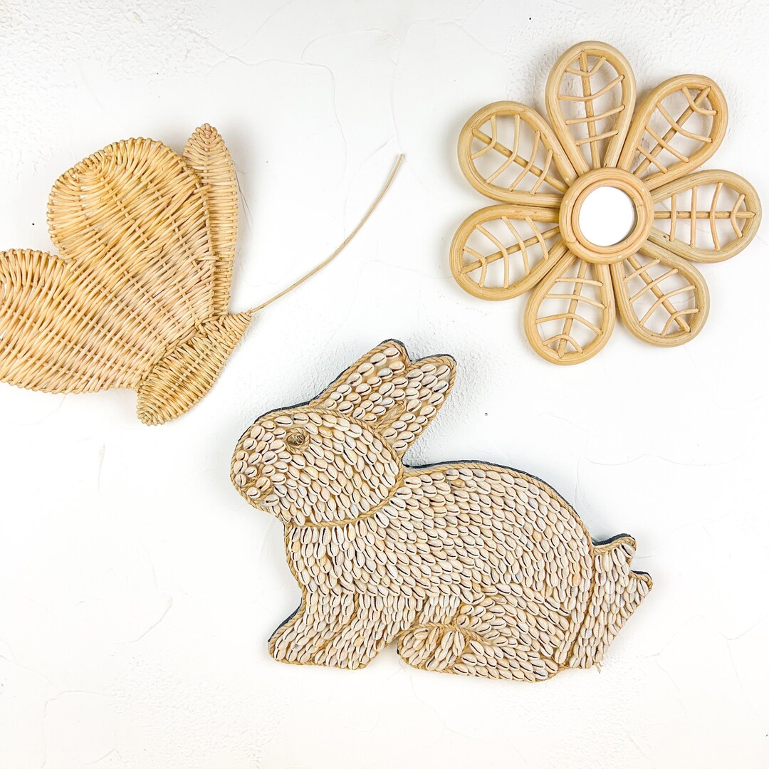 Rabbit Wall Hanging, Bunny Nursery Wall Decor, Wall Decor, Shell Rabbit ...