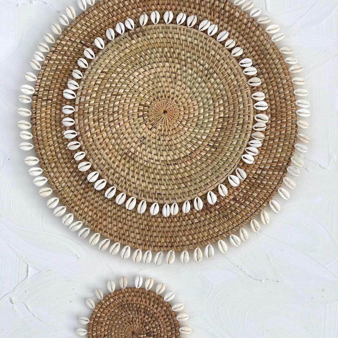 Rattan Shell Placemats Round Placemats Rattan Placemat Wicker Round ...