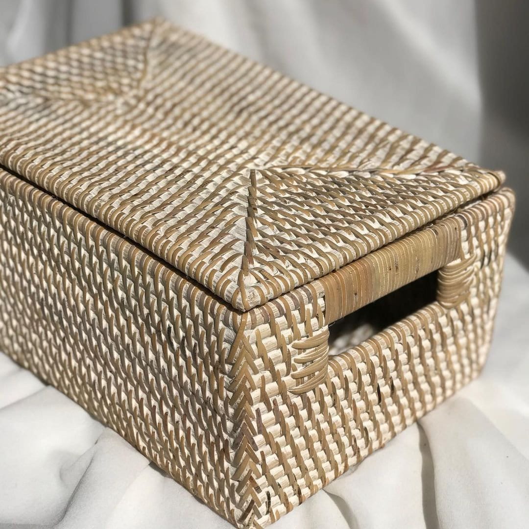 Rectangular Storage Basket With Lid, Rectangular Basket, Rattan Basket ...