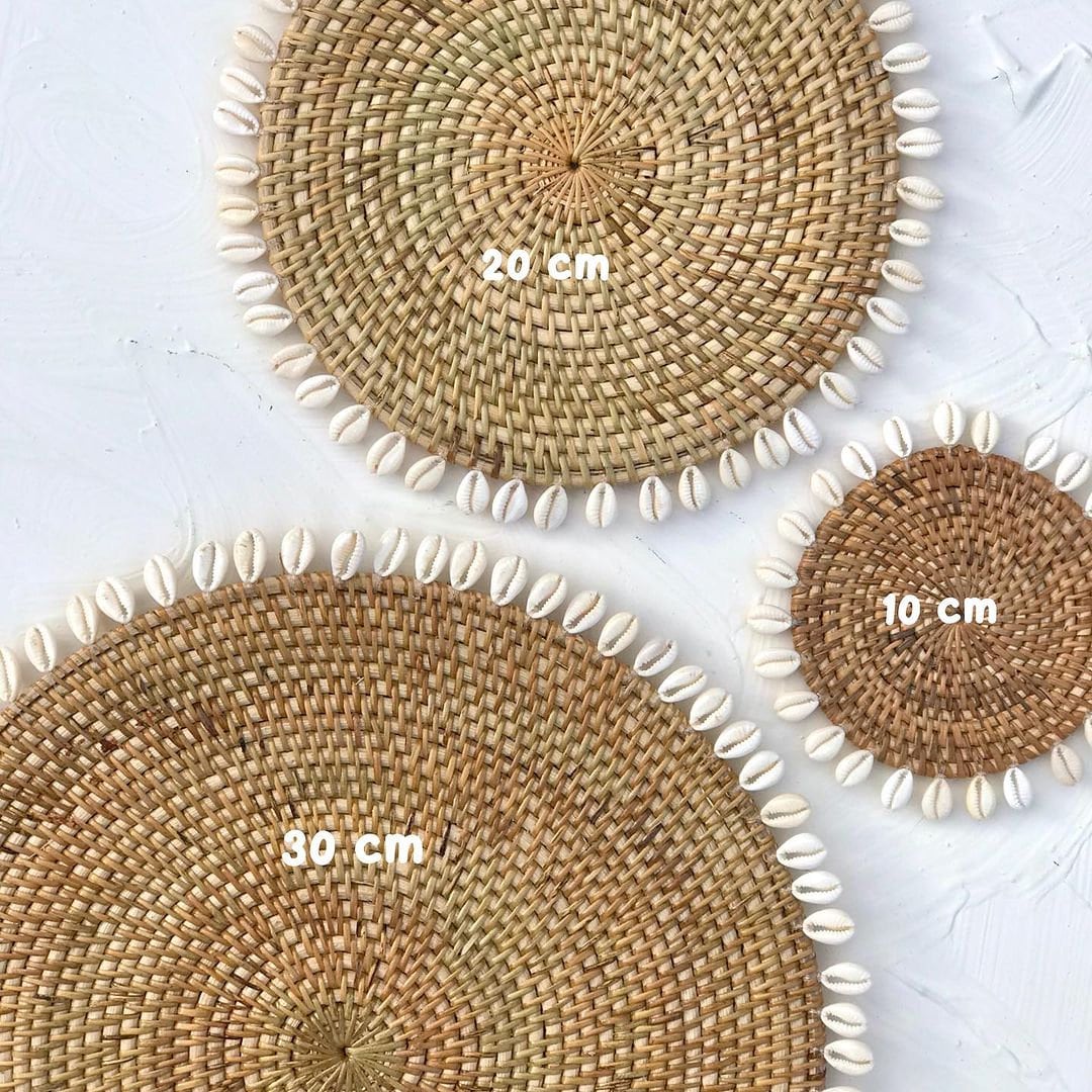 Rattan Shell Placemats Round Placemats Rattan Placemat Wicker Round ...
