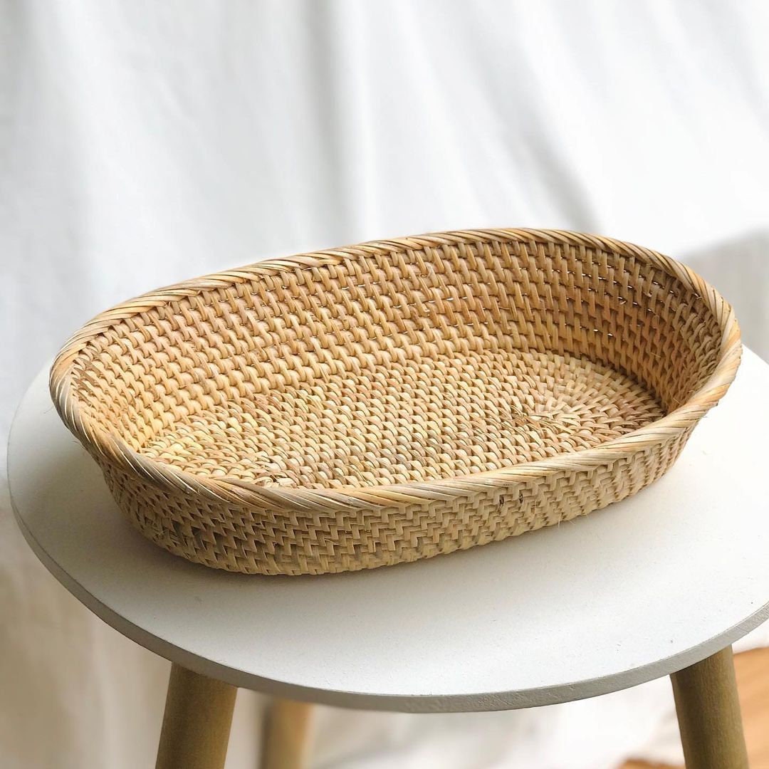 Oval Rattan Tray, Natural Rattan Tray, Bread Tray, Wicker Rattan Tray ...