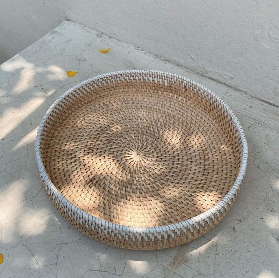 Round Rattan Tray Natural Tray Serving Tray Wicker Boho - Etsy