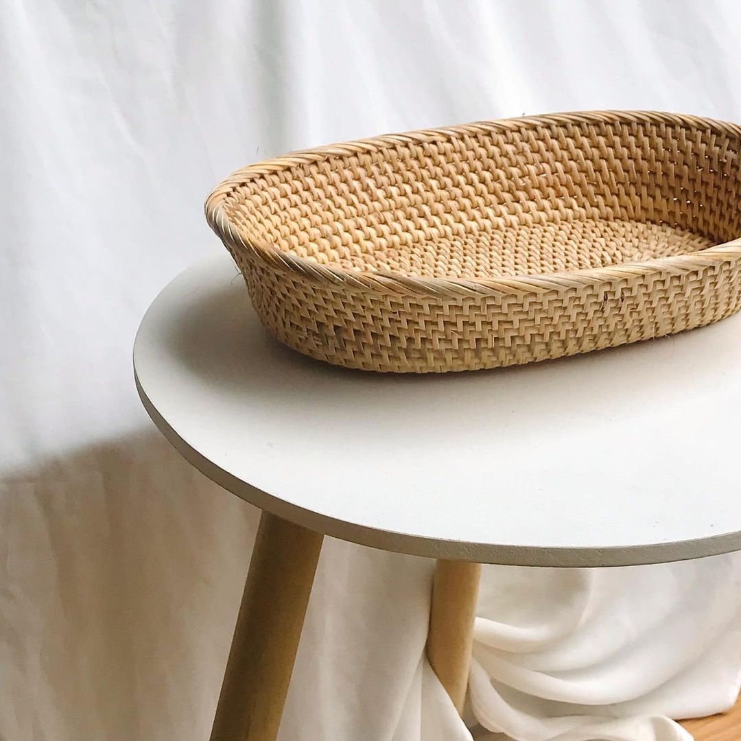 Oval Rattan Tray, Natural Rattan Tray, Bread Tray, Wicker Rattan Tray ...