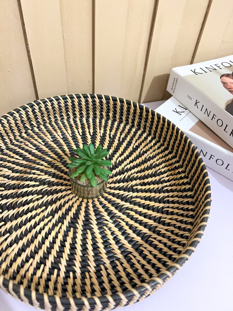 Round Rattan Tray - Rattan Basket Tray - Woven Tray - Serving Tray ...