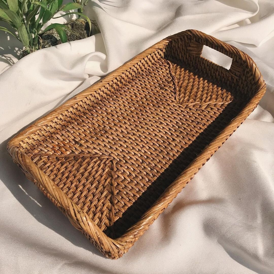 Rattan Tray, Natural Tray, Serving Tray, Wicker Boho Serving Tray ...