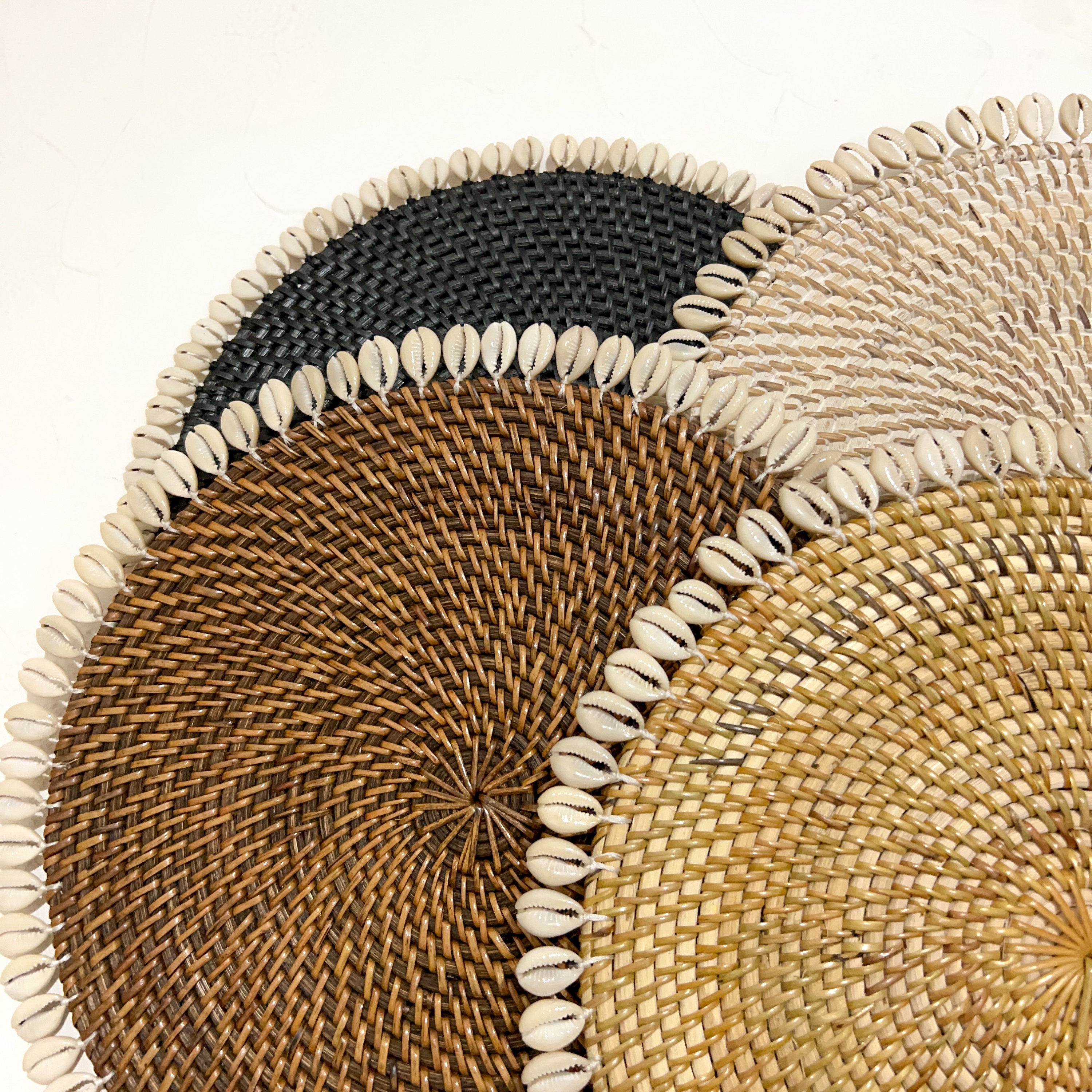 Rattan Shell Placemats - Round Placemats - Rattan Placemat - Wicker ...