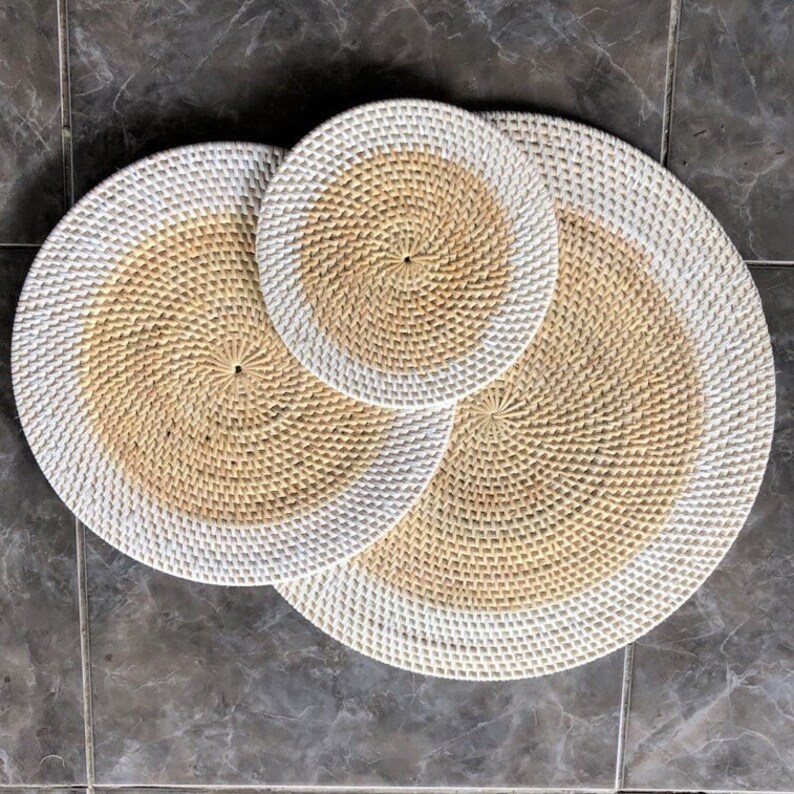 Round Rattan Placemat Rattan Wall Basket Wicker Round - Etsy