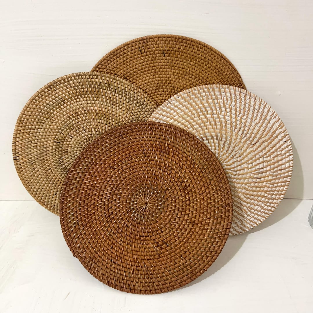 Rattan Placemats, Wicker Placemats, Round Placemats, Wicker Boho ...