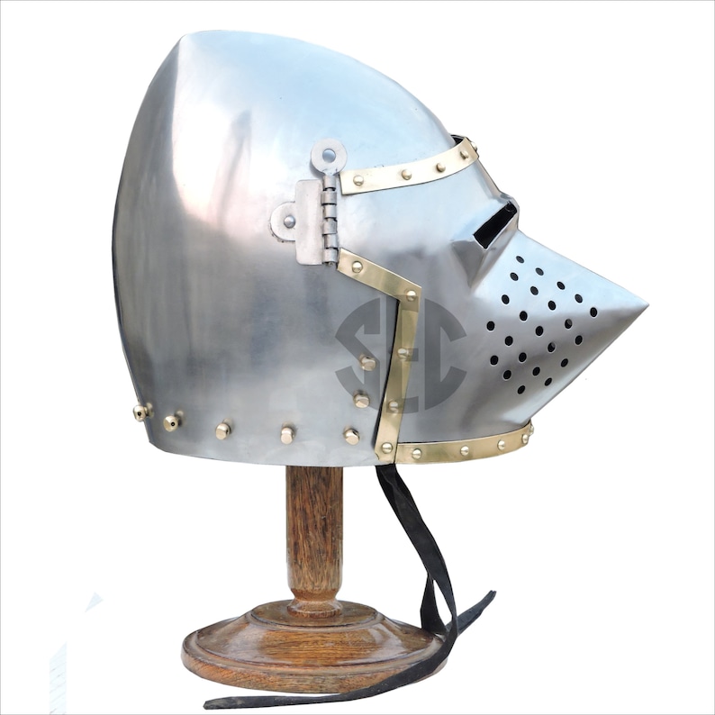 Medieval Pig Face Bascinet Helmet With Brass Trim - Etsy