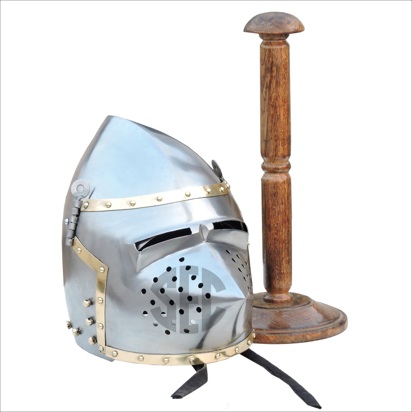 Medieval Pig Face Bascinet Helmet With Brass Trim - Etsy