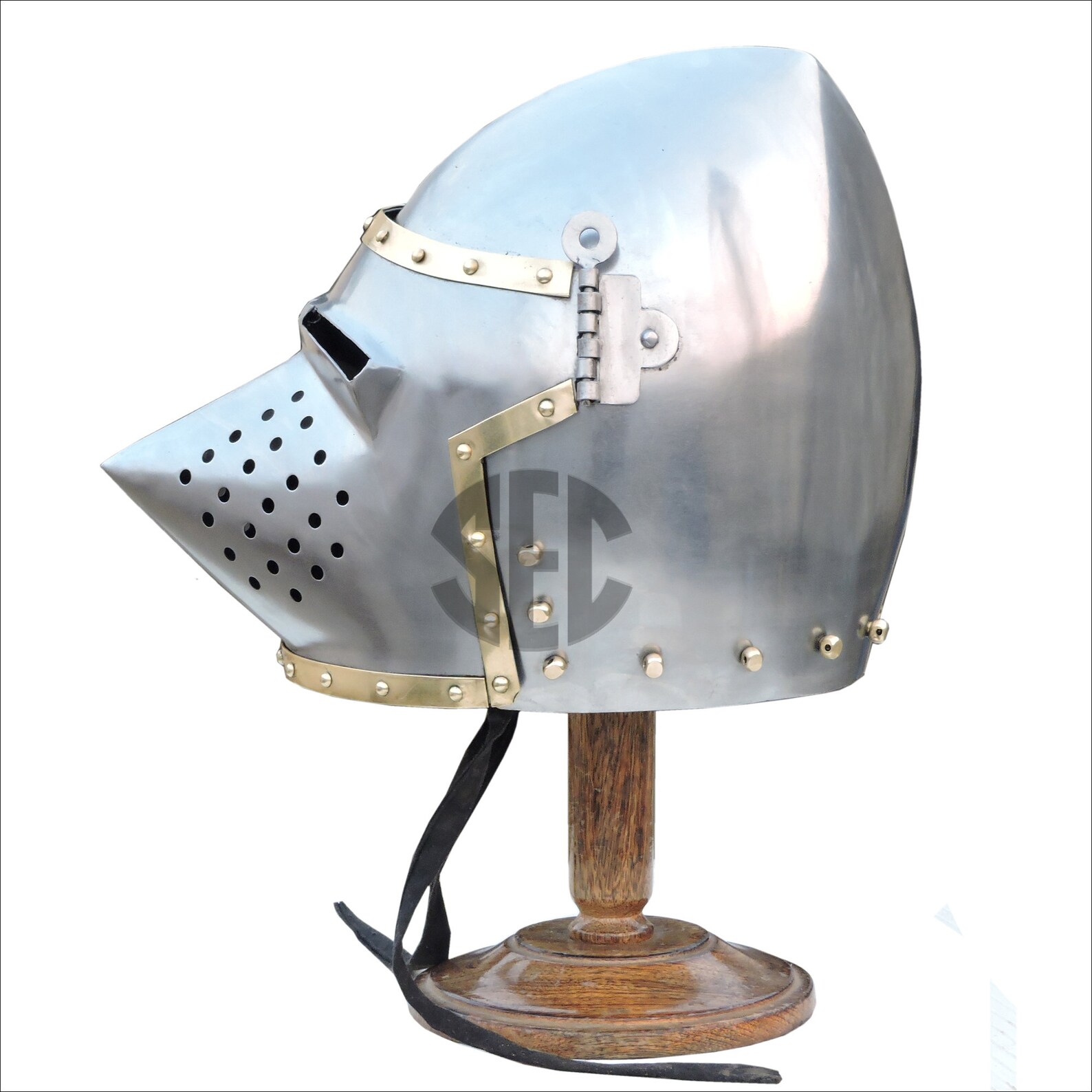 Medieval Pig Face Bascinet Helmet With Brass Trim - Etsy