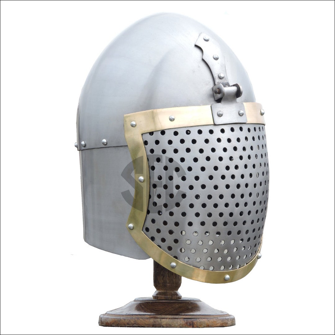 Medieval Steel Fencing Bascinet SCA Helmet With a Meshed Visor - Etsy