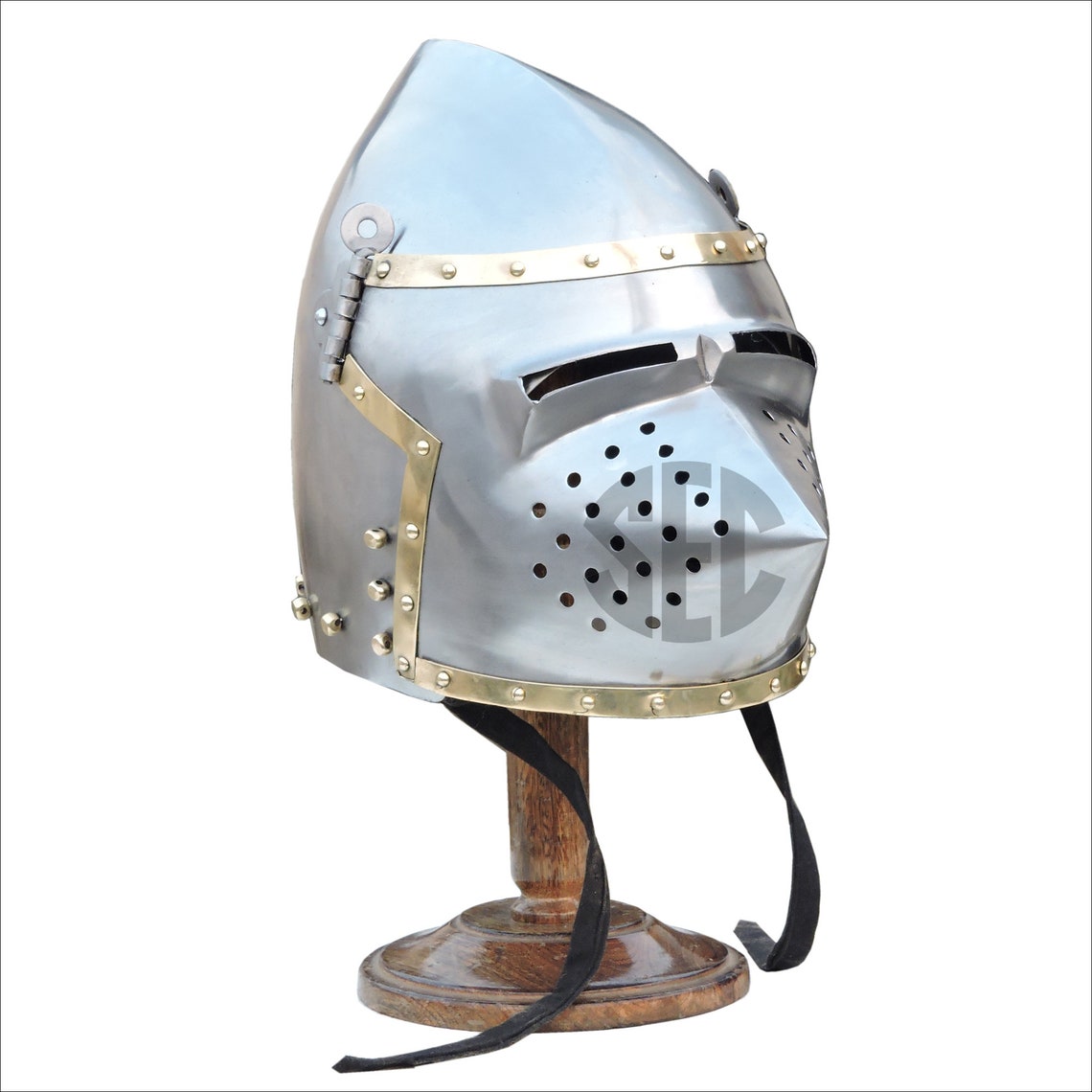 Medieval Pig Face Bascinet Helmet With Brass Trim - Etsy