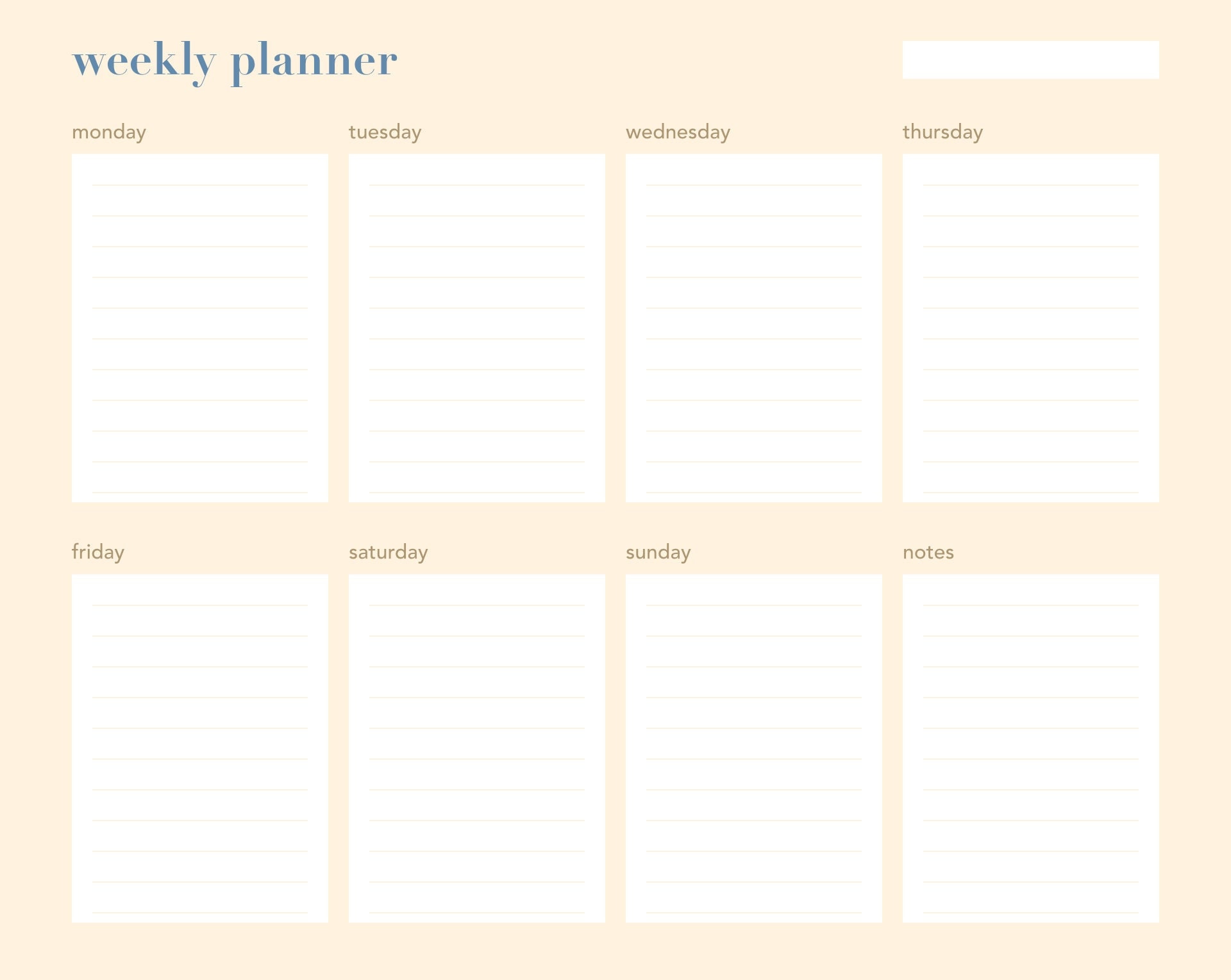 Weekly Planner English Digital Summer Edition - Etsy