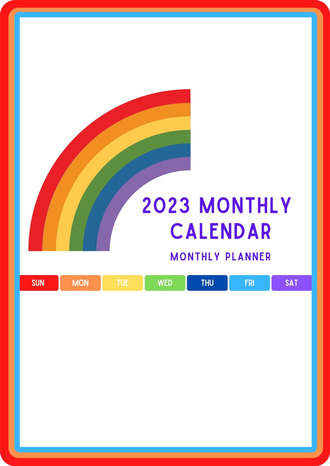 Rainbow Monthly Calendar 2023 - Etsy