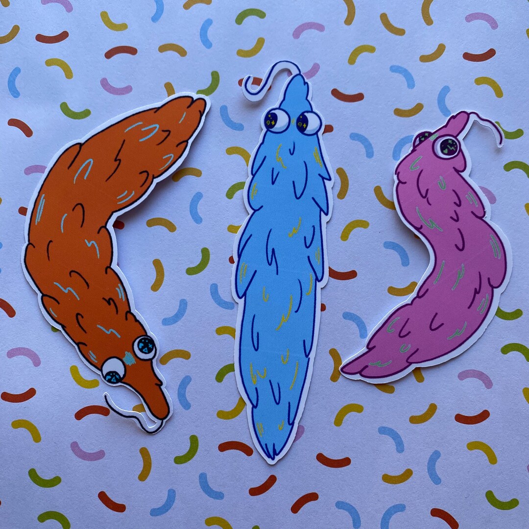 Worm on a String Sticker Set // Cute Fuzzy Worm on a String - Etsy