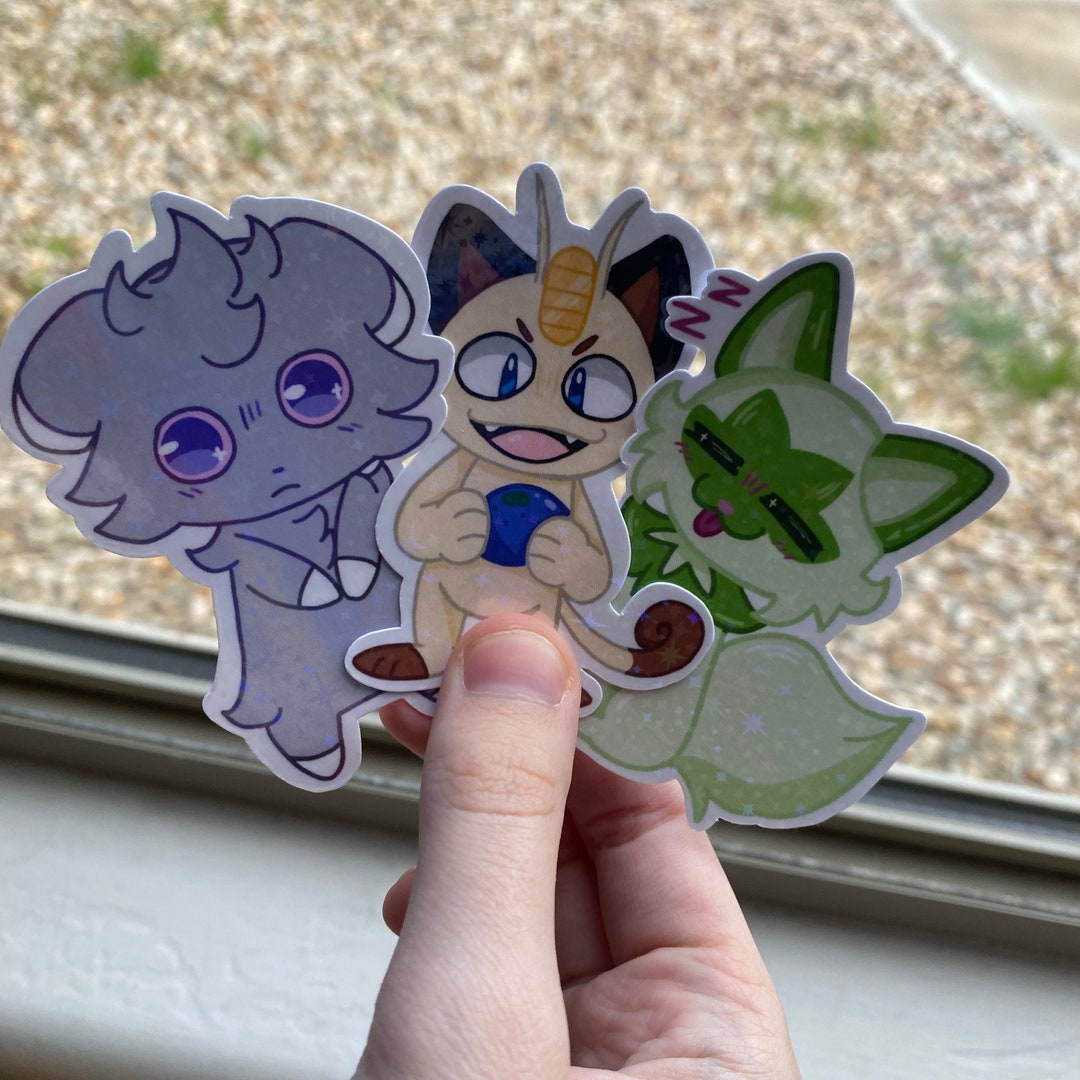 Cat Pokemon Sticker Set // Pokemon Cat Espurr Meowth - Etsy