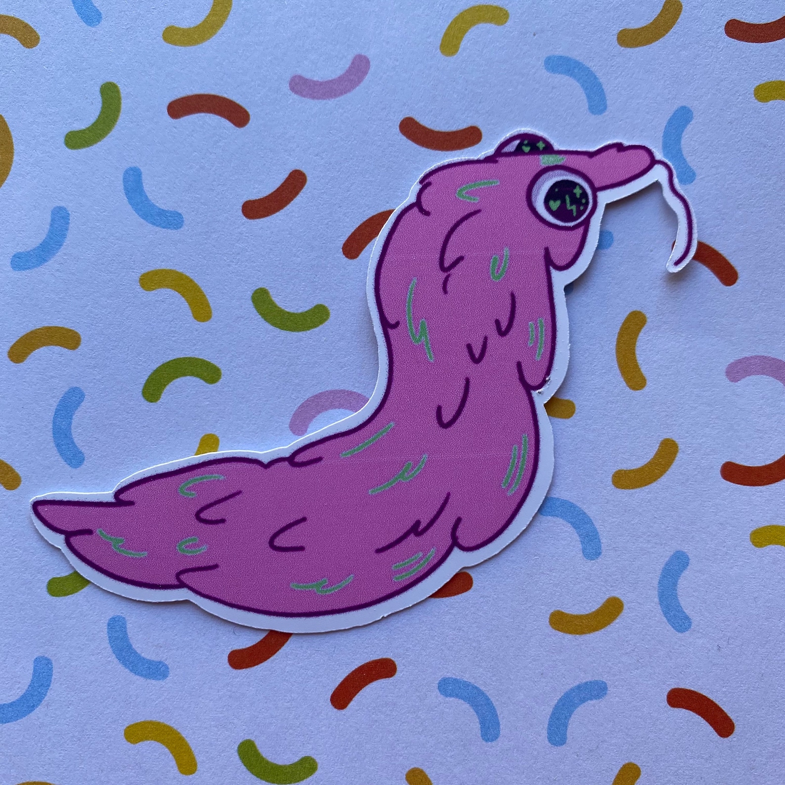 Worm on a String Sticker Set // Cute Fuzzy Worm on a String - Etsy