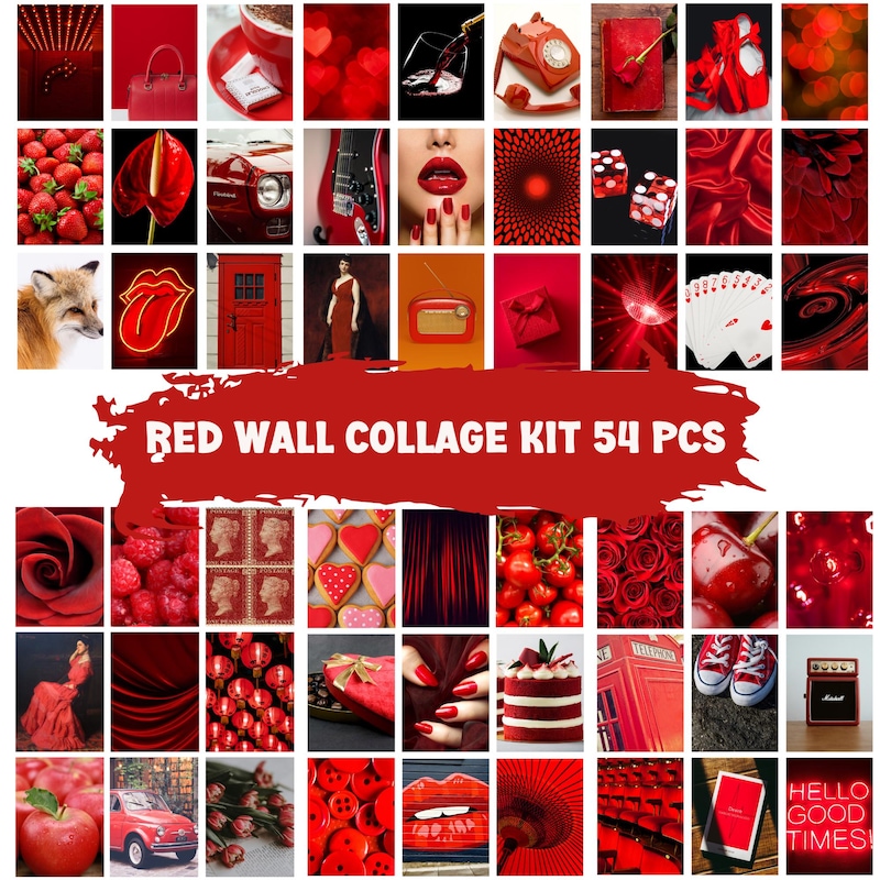 Red Wall Collage Kit - Etsy