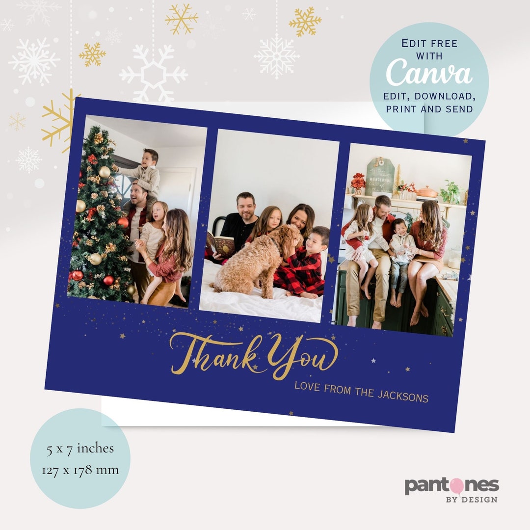 Christmas Family Thank You Card Gift Thank You Card Christmas Editable ...