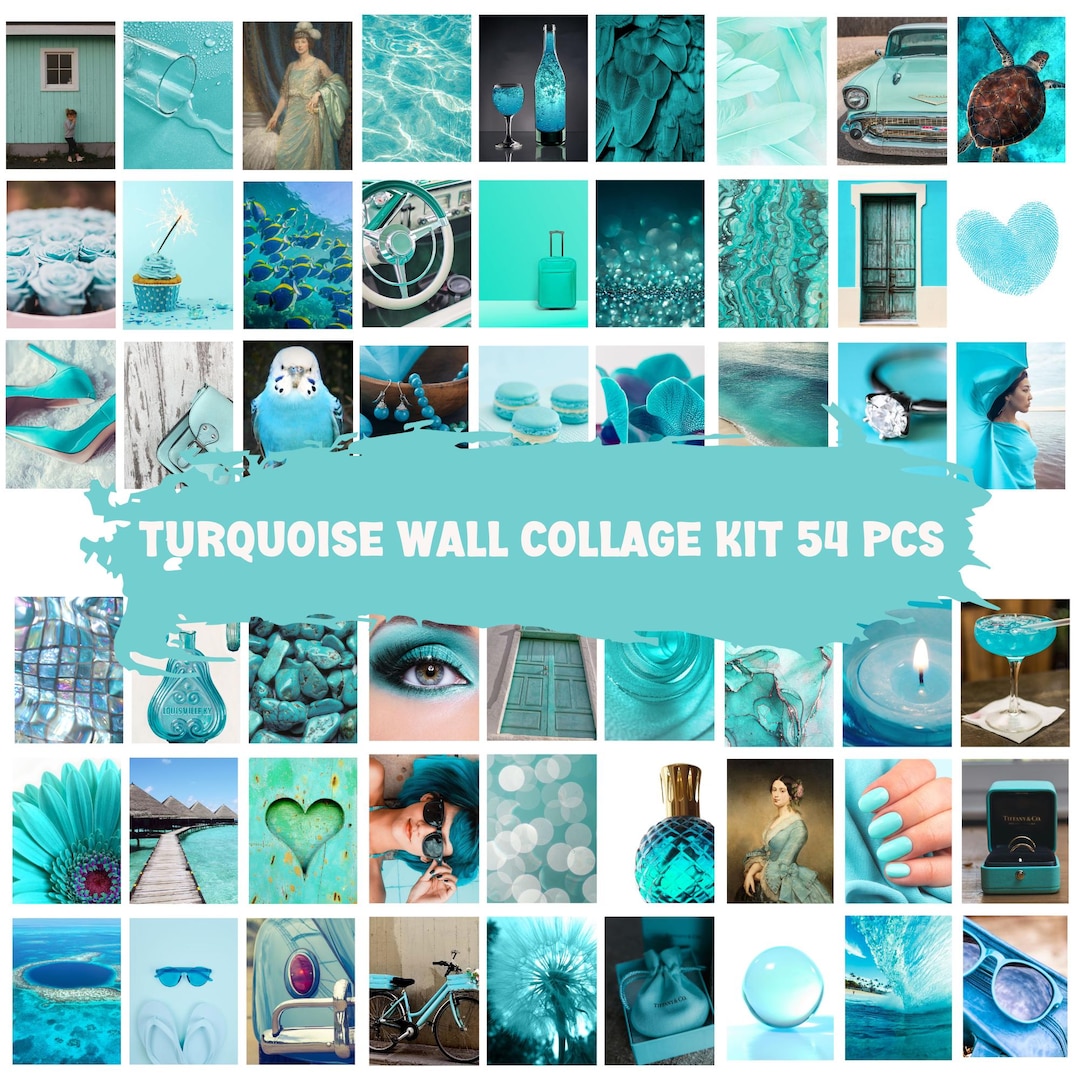 Turquoise Wall Collage Kit Digital Art Decor Dorm Room Decor Turquoise ...