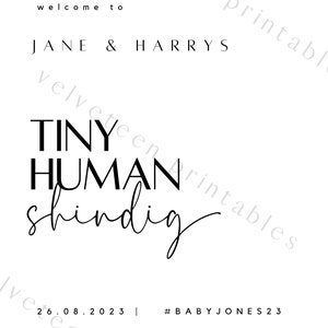 Welcome Sign Baby Shower Template, Tiny Human Shindig Canva Template ...