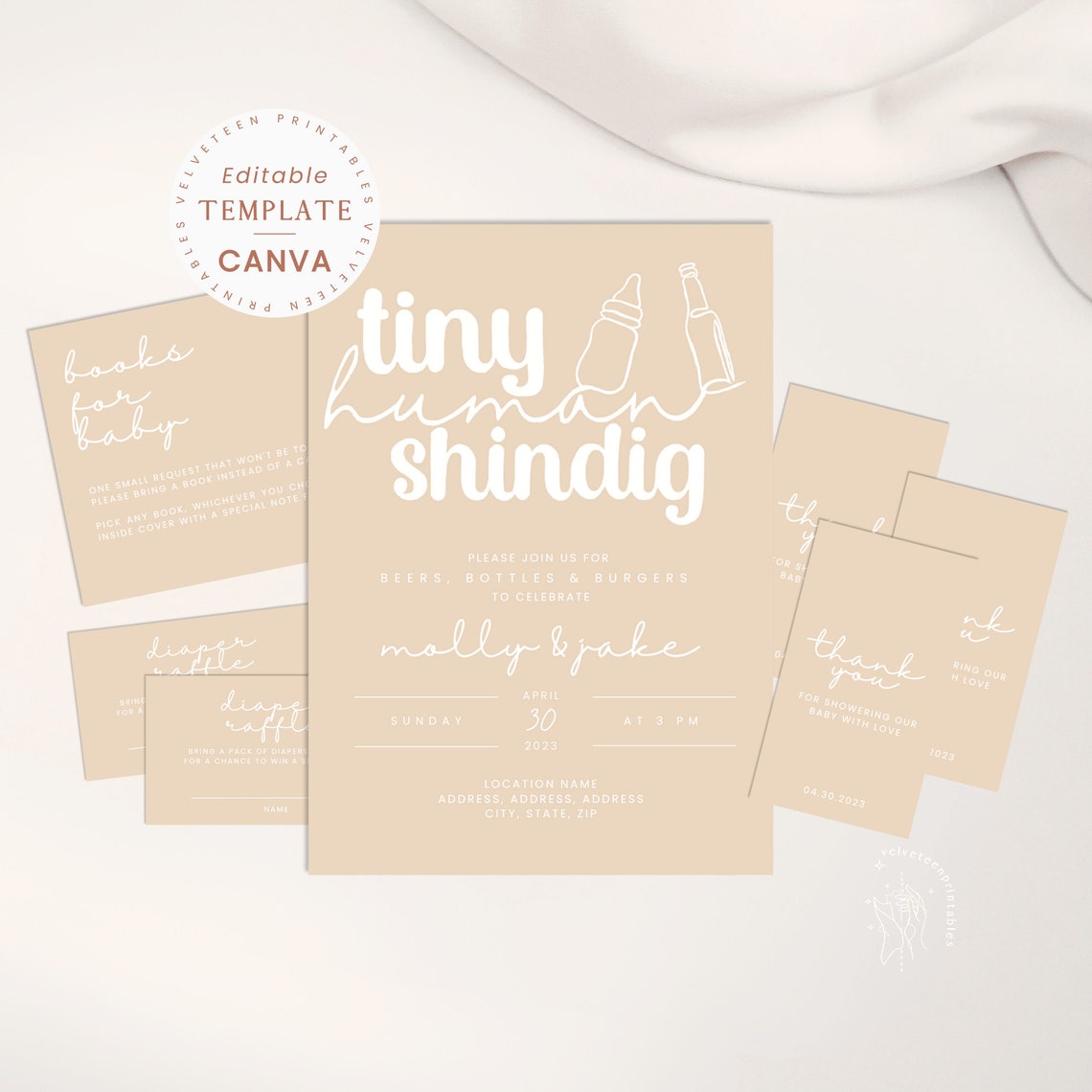 Funny Couples Baby Shindig Invitation, Cards, Tags Set, Co-ed Gender ...