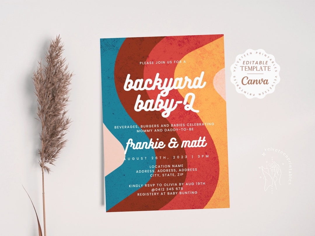 Vintage Baby-q Invitation Template: Gender Neutral, Co-ed (DIY ...