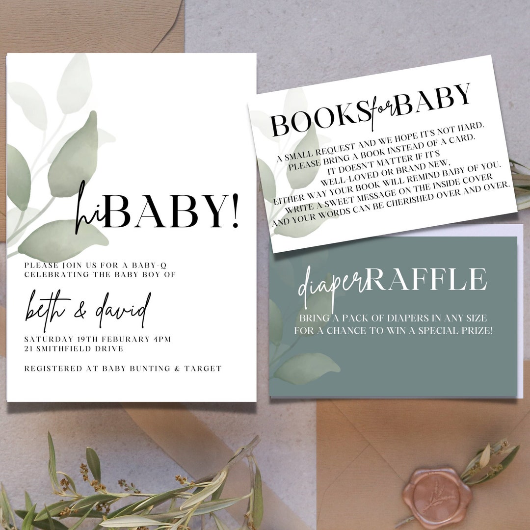 Modern Co-ed Baby Shower Invite Template, Co-ed Boys Baby Shower Card ...