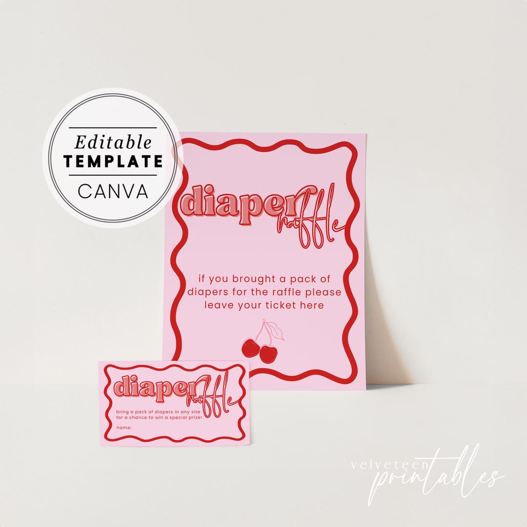 Cherry on Top Diaper Raffle Sign Printable, Diaper Raffle Tickets ...