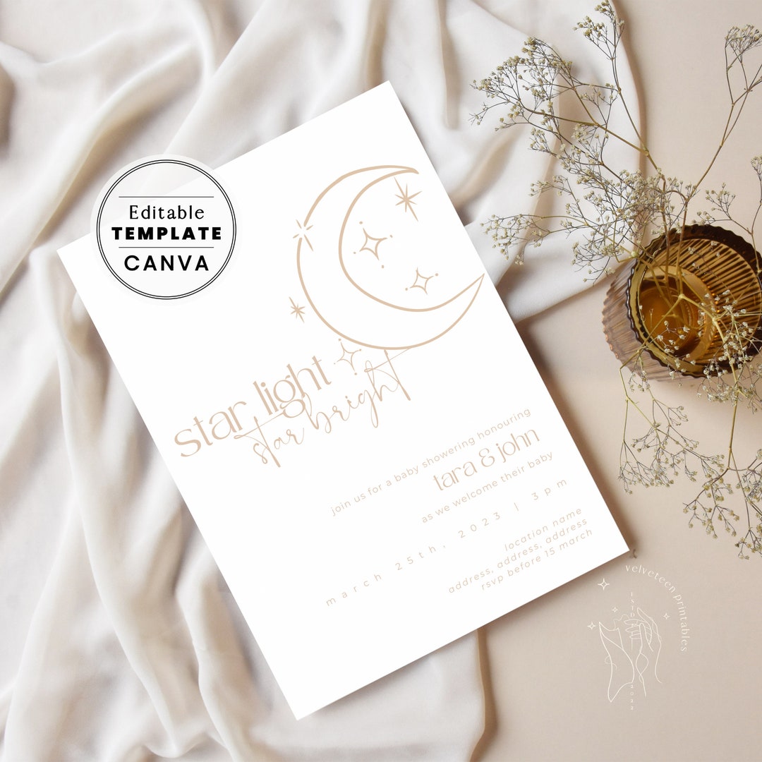 Starlight Starbright Baby Shower Invitation: Modern Co-ed Baby-q ...
