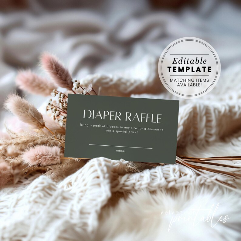 Diaper Raffle Ticket, Diaper Raffle Sign, Boho Baby Shower, Baby Shower ...