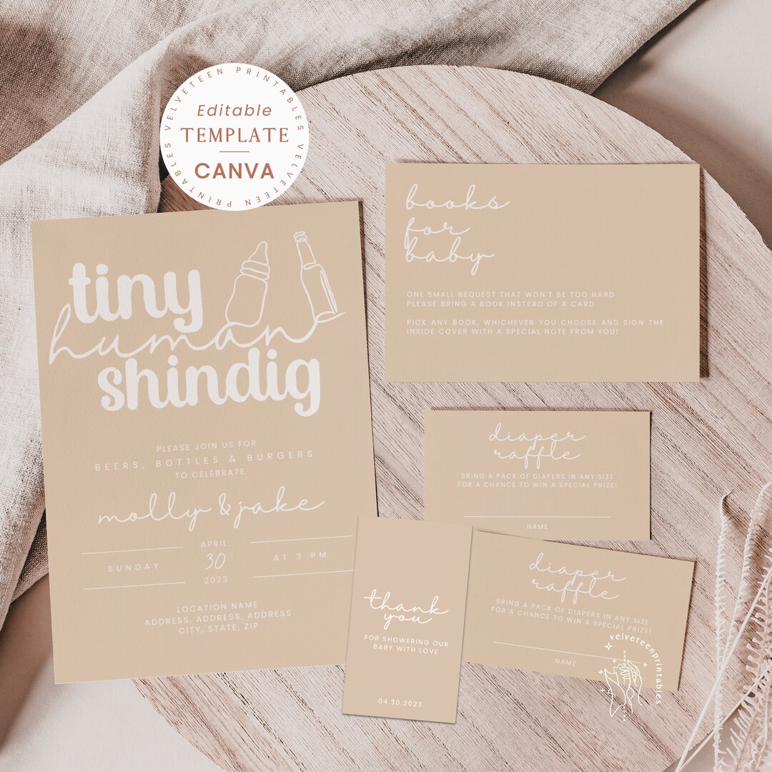 Funny Couples Baby Shindig Invitation, Cards, Tags Set, Co-ed Gender ...