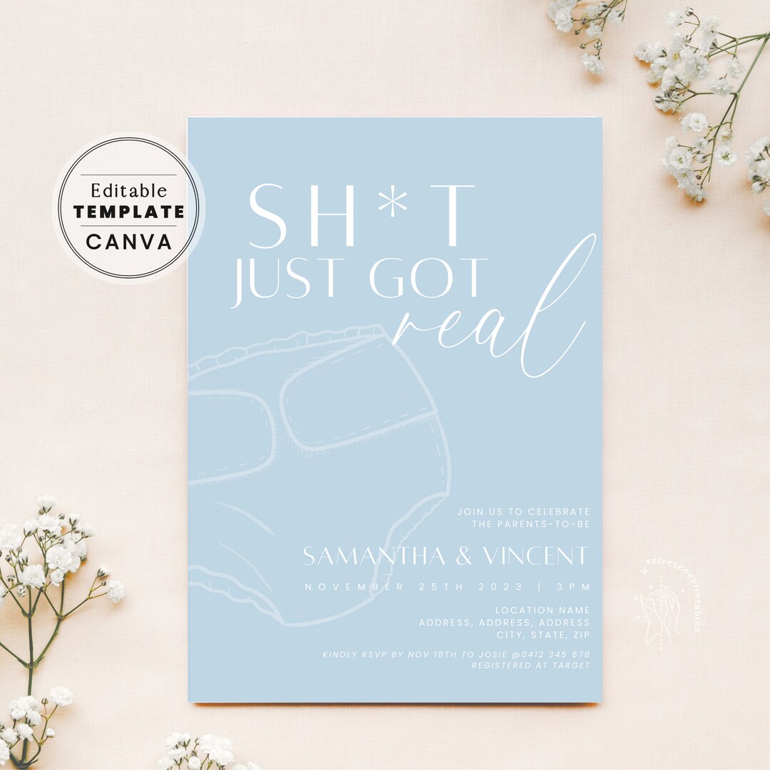 Cheeky Baby Shower Template, Funny Co-ed Gender Neutral Baby-q | Sh*t ...