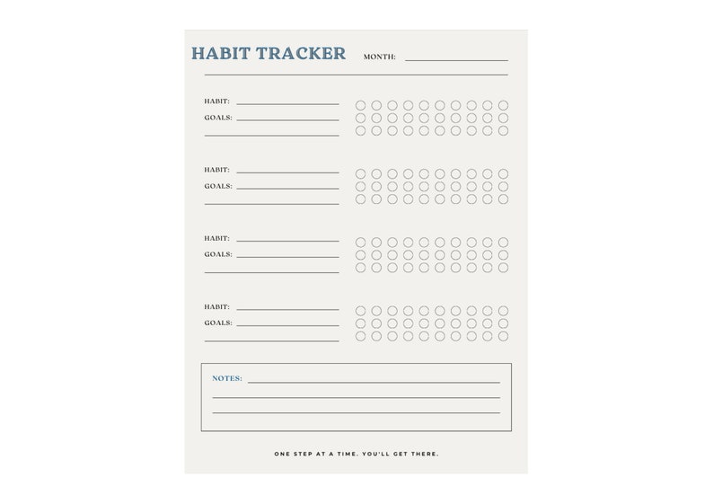 Habit Tracker Printable, Instant Download, Minimal Habit Tracker ...