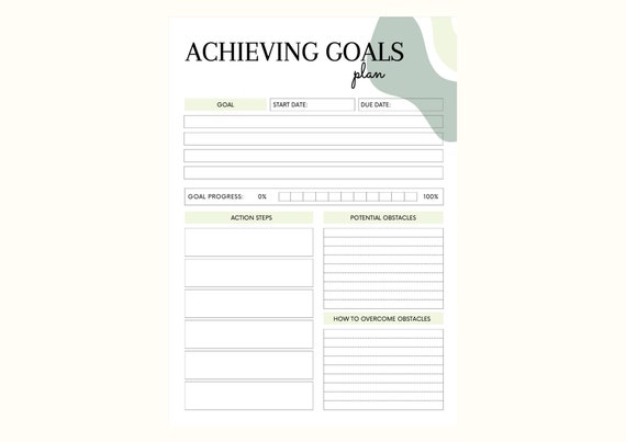 Goal Achieving Planner Printable Instant Download Minimal - Etsy