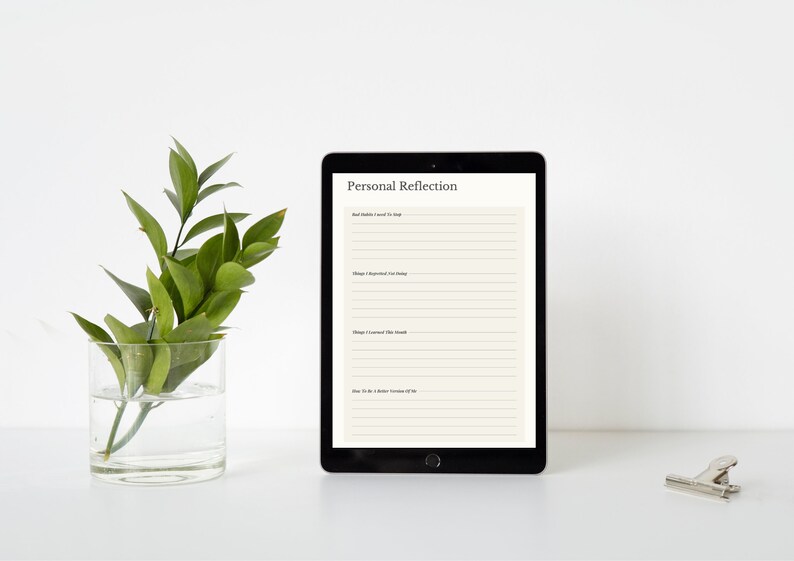 Personal Reflection Sheet Printable, Instant Download, Minimal ...