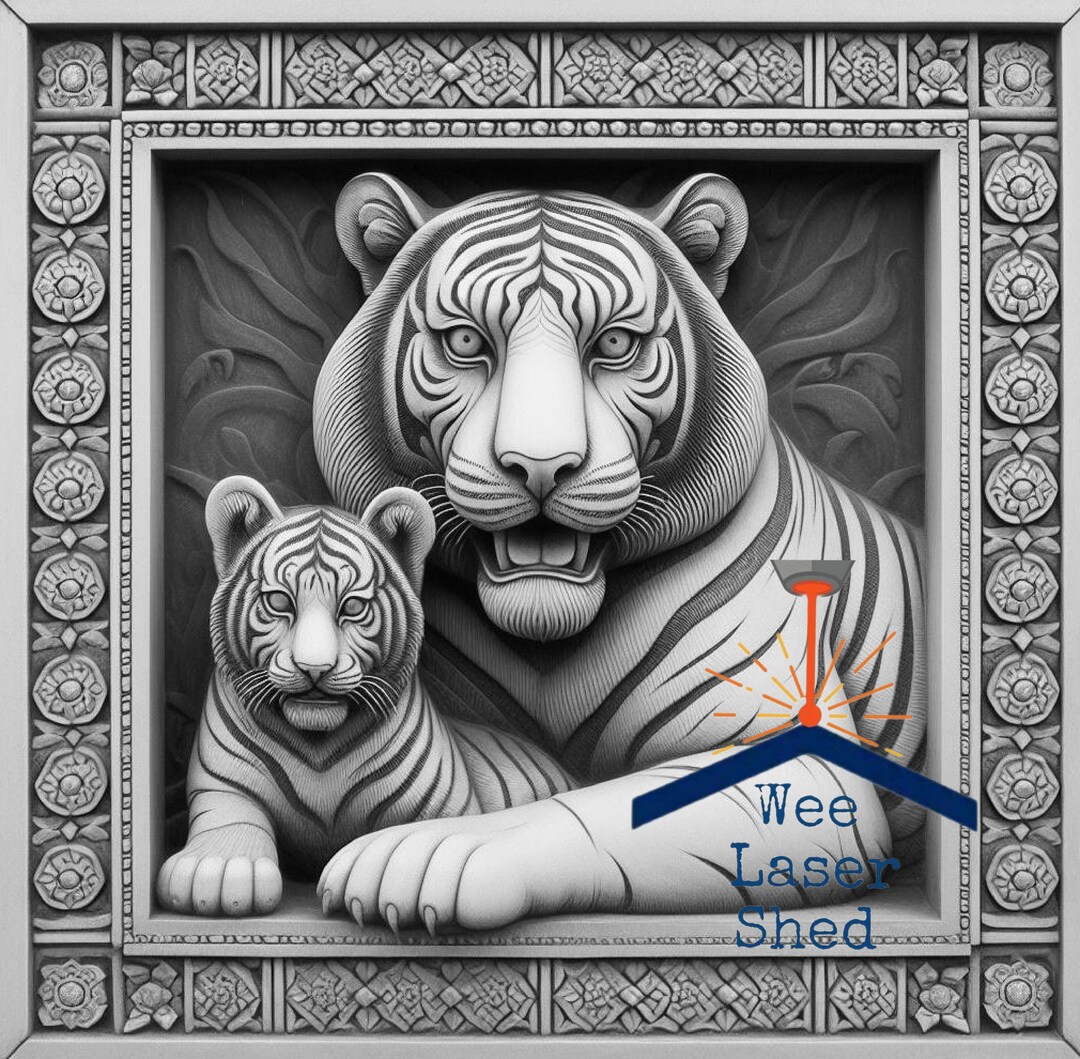 Tiger and Cub 3d Illusion Laser File - Etsy