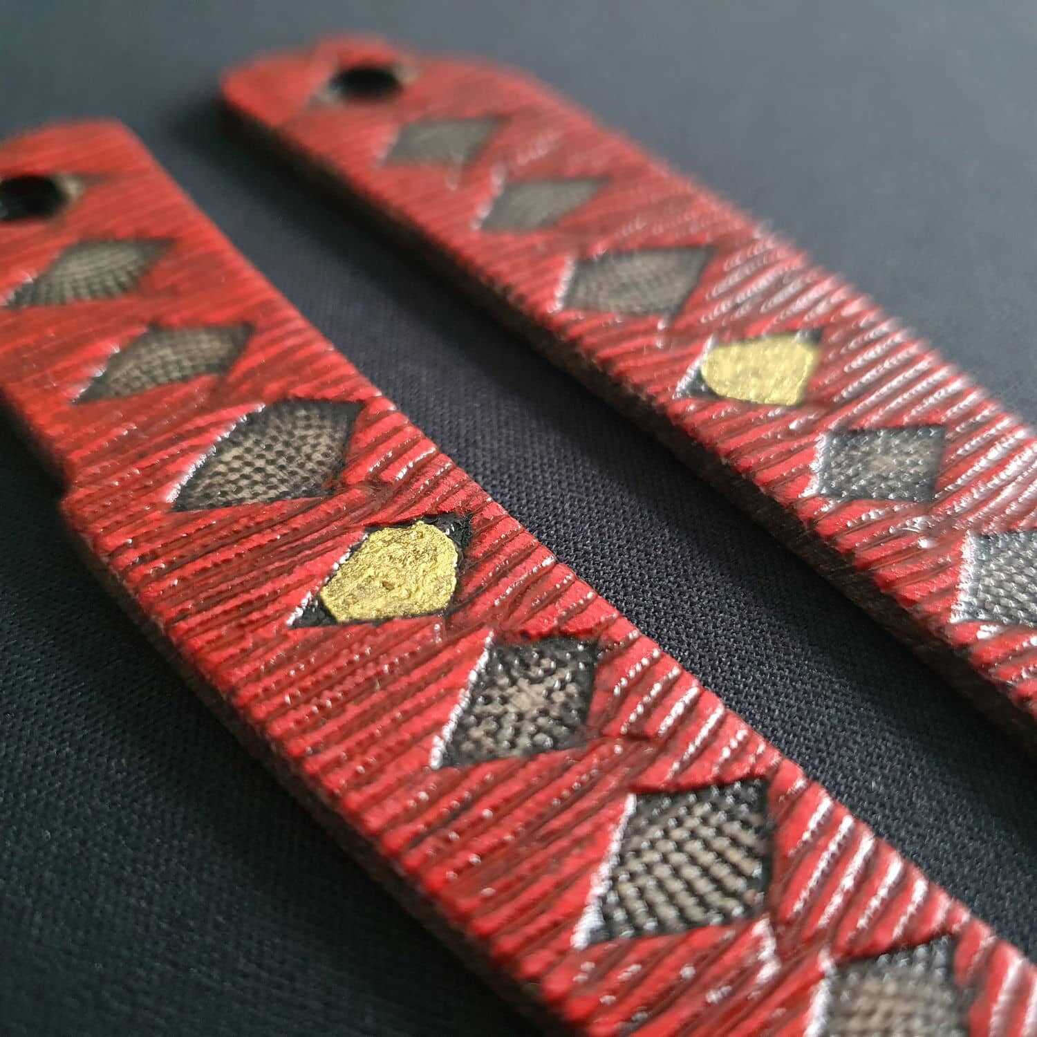 Katana Red Gold Coin Spyderco Ikuchi Knife Scales - Etsy