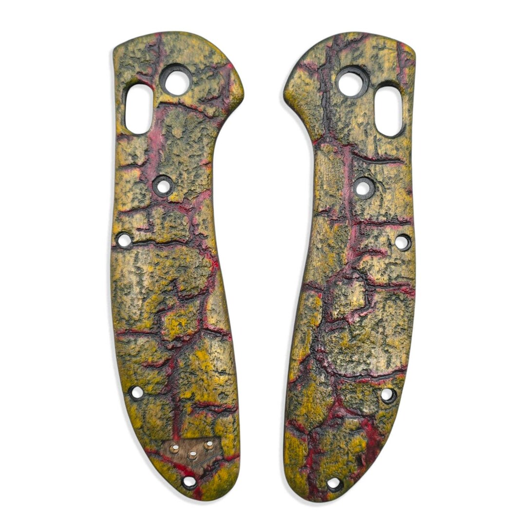 Textured V1 Yellow Red Dark - Benchmade Griptilian Custom CU551, G10 ...