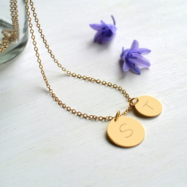 Initial Disc Pendant - Etsy UK