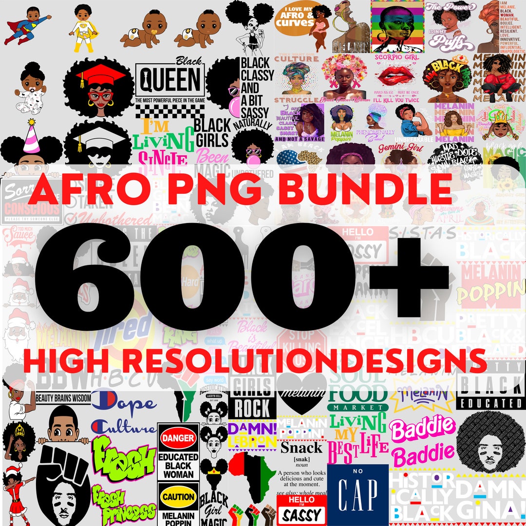 Afro Girl, Afro Kids Png Design Bundle, 600+ Files Included, Melanin ...