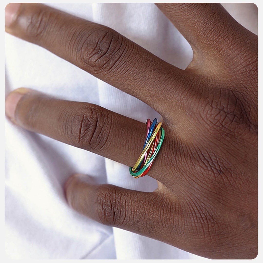 LGBT Pride Ring, Cool Rainbow Stacking Ring, Creative Lesbian Bisexual ...