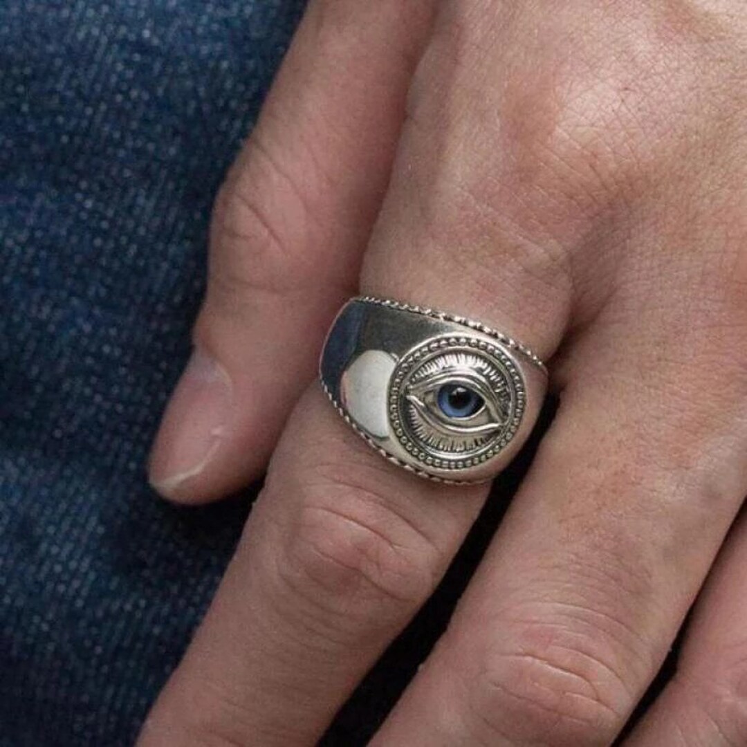 Illuminati Eyeball Ring, Goth Evil Eye Ring, All Seeing Eye Cool Biker ...